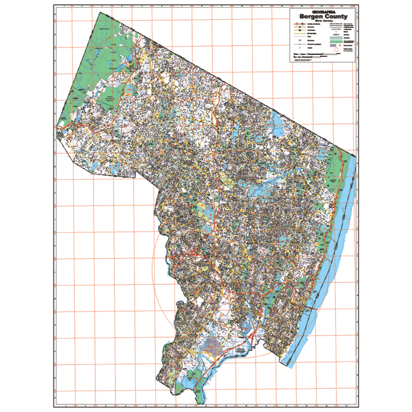 Bergen County, NJ Wall Map – Keith Map Service, Inc.