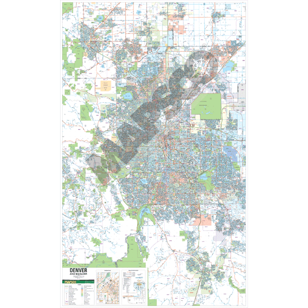Denver & Boulder, CO Wall Map w/ Grid and ZIP Codes – Keith Map Service ...