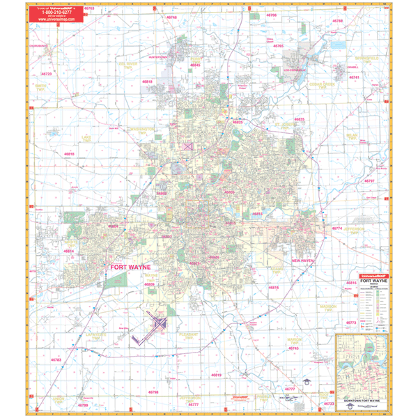 Fort Wayne & Allen County, IN Wall Map – Keith Map Service, Inc.