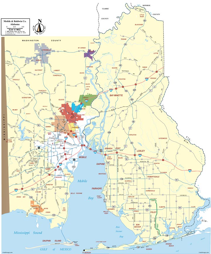 Mobile & Baldwin County Alabama General Highway – Keith Map Service, Inc.